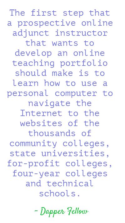 Online Adjunct Faculty Positions Online Teaching Portfolio Technical