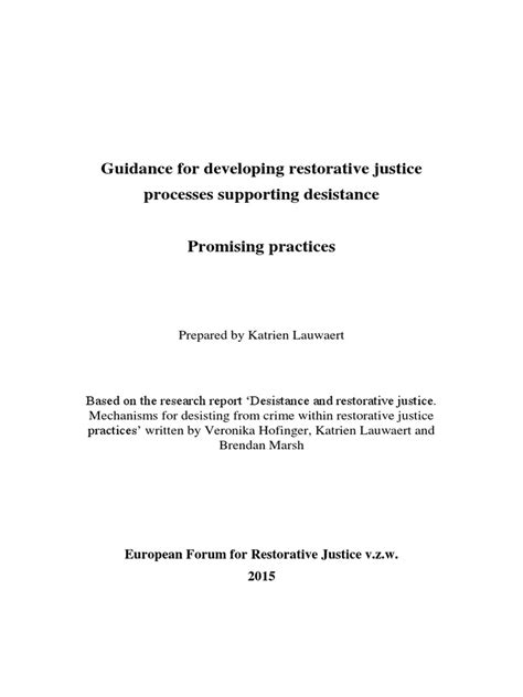 Book Guidance For Developing Restorative Justice Processes Supporting