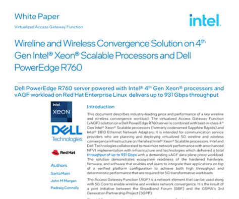 Wireline And Wireless Convergence Solution On 4th Gen Intel® Xeon