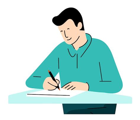Premium Vector Man Writing White Background Simplify Flat Design