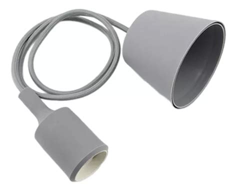 10 Lampara Colgante Socket E27 Cable Textil Silicon Gris