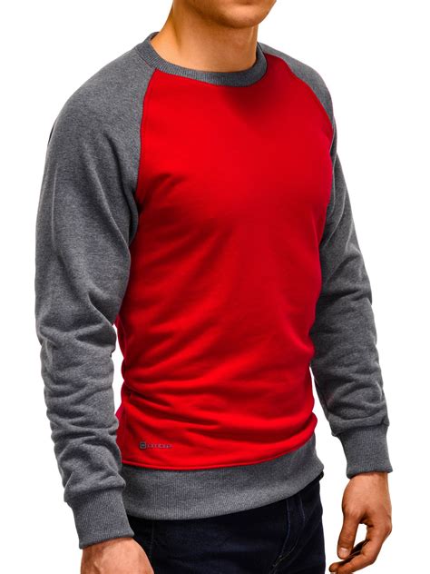 Bluza męska bez kaptura B czerwona MODONE wholesale Clothing For Men