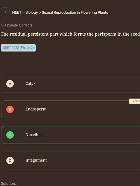 Neet Biology Sexual Reproduction In Flowering Plants Q3 Single Corre