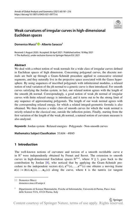 weak curvatures of irregular curves in high dimensional euclidean
