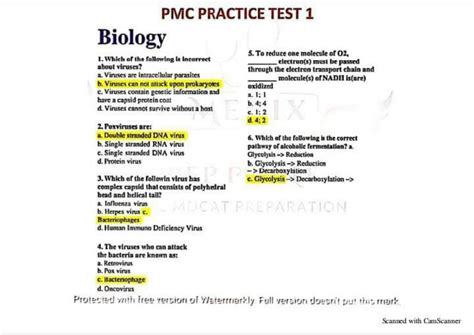 SOLUTION Pmc Practice Test 01 With Key Studypool