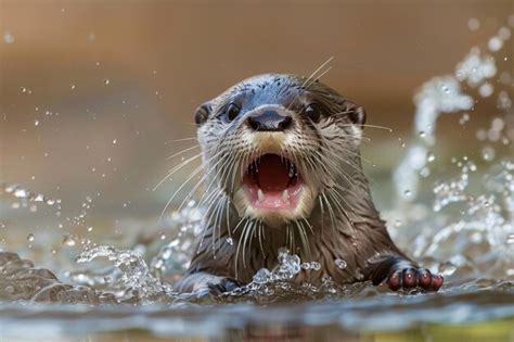 Premium Photo An Otter Pups Joyful Antics