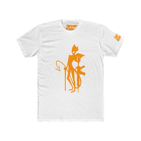 Safety Orange On White Devil Tee Wearfilthy