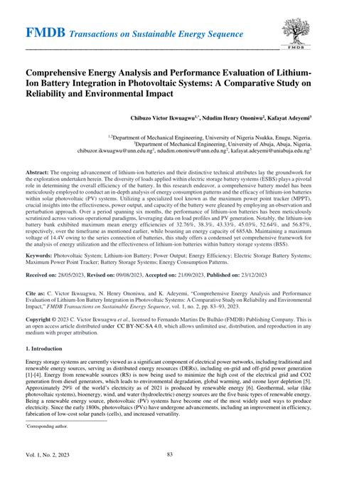 Pdf Comprehensive Energy Analysis And Performance Evaluation Of Lithium Ion Battery