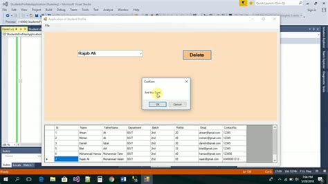How To Delete Data In Database From Visual Studio C This Is Rd Part Of Student Profile YouTube