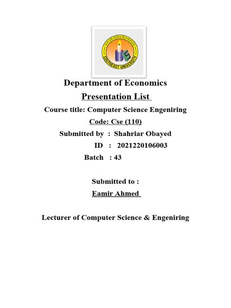Cse Presentation List Final Pdf