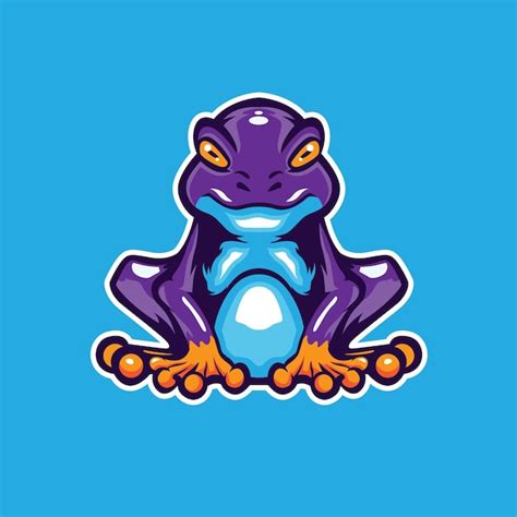 Grenouille Avec Illustration De Mascotte Vue De Face Vecteur Premium