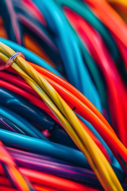 Vibrant Network Of Intertwined Technological Cables Showcasing Modern Connectivity And