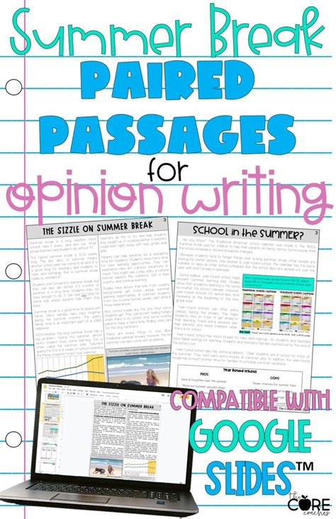 Paired Passages Summer Break Back To School Opinion Writing Print