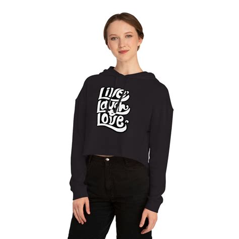 Live Laugh Love Cropped Hoodie Etsy