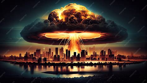 Premium Ai Image Big Nuclear Explosion Mushroom Cloud Effect Over