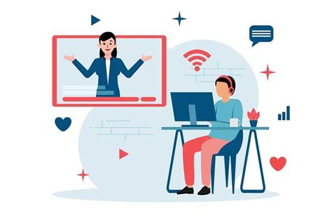 School Live Streaming Tutorial Flat Illustration Illustration Design