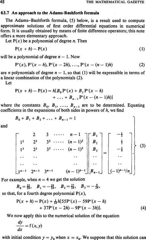 63 7 an approach to the adams bashforth formula the mathematical