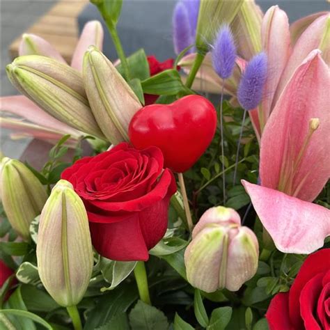 Rose And Lily Valentines Bouquet