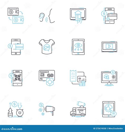 Electronic Signature Linear Icons Set Authentication Verification Digital Security