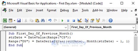 How To Calculate The First Day Of The Month Using Excel Vba 3 Methods