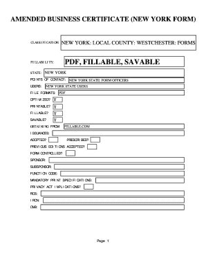 Fillable Online AMENDED BUSINESS CERTIFICATE NEW YORK FORM Fax Email