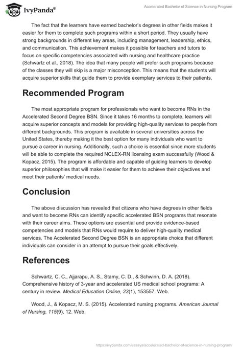 Accelerated Bachelor Of Science In Nursing Program 551 Words Essay