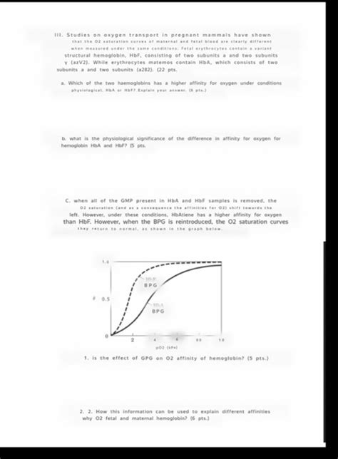 III Los estudios sobre transporte de oxígeno en Chegg