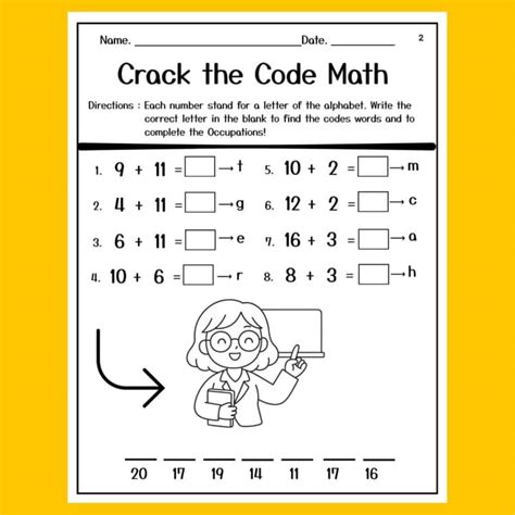 Crack The Code Math Worksheet Addition Activities Code Breaker Puzzle