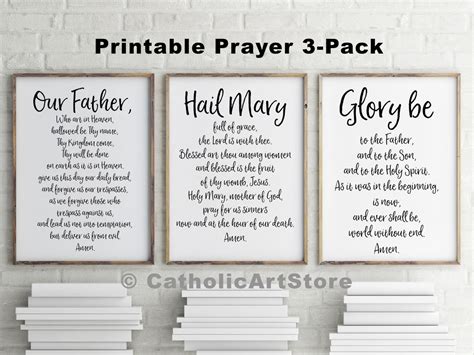 Our Father Hail Mary And Glory Be Printable 3 Prayer Pack Catholic
