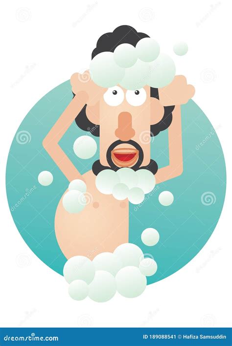 Man Taking A Shower Vector Illustration Decorative Design Stock Vector