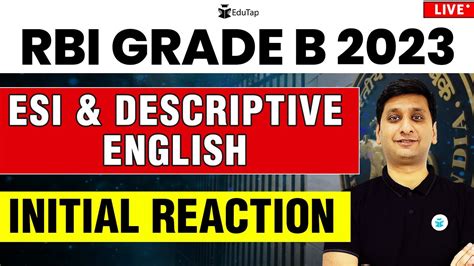🔴rbi Grade B 2023 Phase 2 Exam Analysis Rbi Esi And Descriptive English
