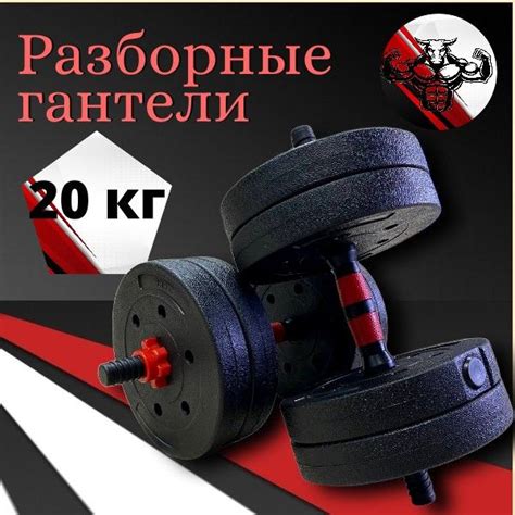 Гантели разборные 2 шт по 10 кг черный красный купить по выгодным ценам в интернет
