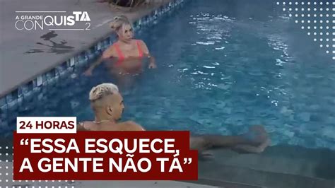 Piscina após festa de madrugada Brenno e Lizi falam da próxima Zona