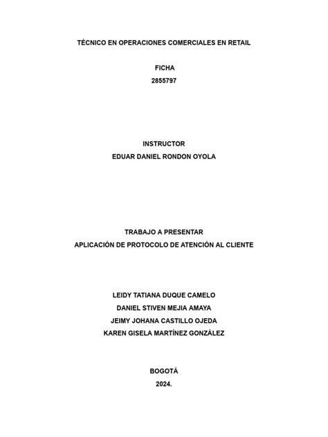 Evidencia Protocolo De Atencion Al Cliente Pdf Comunicación