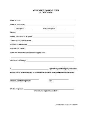 MEDICATION CONSENT FORM Eecstatemaus Eec State Ma Fill And Sign