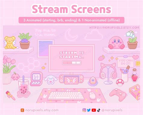 Kawaii Pink Gamer Desk Lofi Aesthetic Cute Twitch Screen Setup