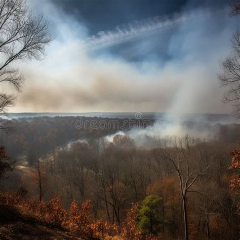 Humo Sobre Un Bosque En Llamas Incendio Forestal Creado Mediante