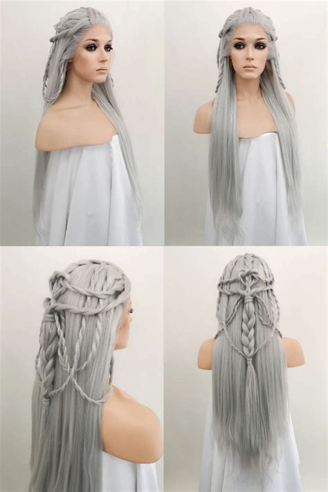 Silver Grey Braided Lace Front Synthetic Wig Beautiful Braided Hair