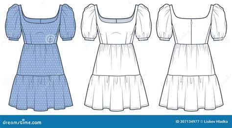 Square Neck Bodysuits Technical Fashion Illustration Set Of Bodysuits