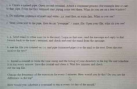 Solved 1 A Create A Named Pipe Open Second Terminal