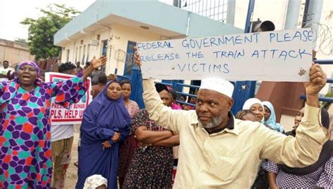 Photos Abuja Kaduna Train Attack Victims Families Protest