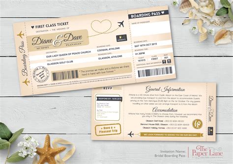 Bridal Boarding Pass Invitation The Paperlane