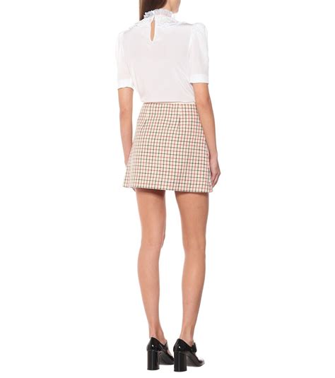 Miu Miu Checked Virgin Wool Miniskirt Miu Miu