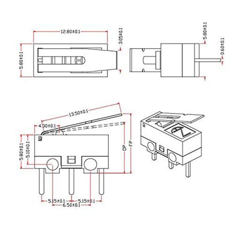 Youmile 20pack Micro Switch Ac 1a 125v 3pin Spdt No Nc Hinge Lever Momentary Push Button Micro