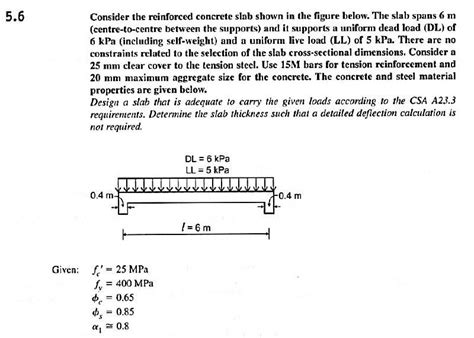 Solved 5 6 Consider The Reinforced Concrete Slab Shown In