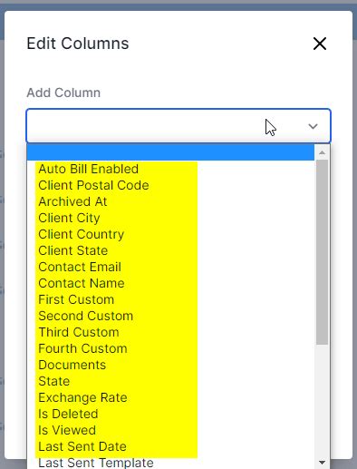 Addremove Columns To Entity Pages · Issue 388 · Invoiceninjaui · Github