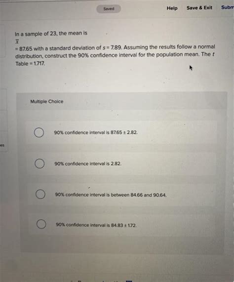 Solved Saved Help Save And Exit Subn In A Sample Of 23 The