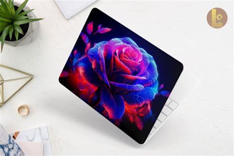 Abstract Neon Light Rose Laptop Skin Graphic By Lewlew Creative Fabrica