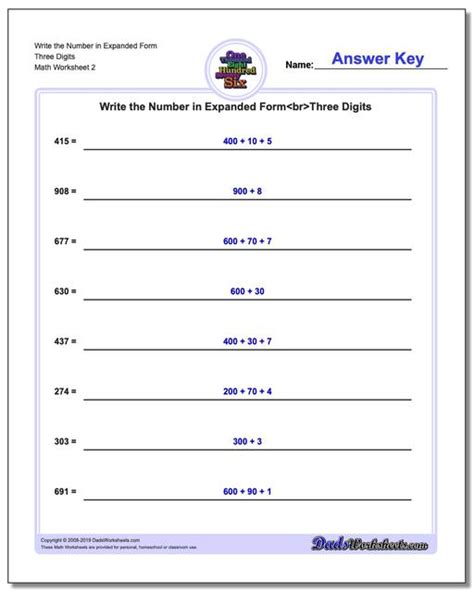 Standard Expanded And Word Form Write Numbers In Expanded Form