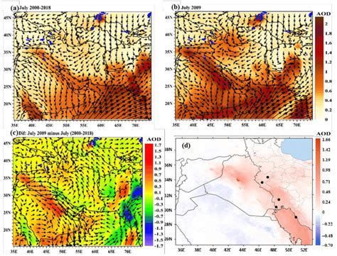 Spatial Distribution Of Terra Modis L3 Aod Over The Middle East South Download Scientific